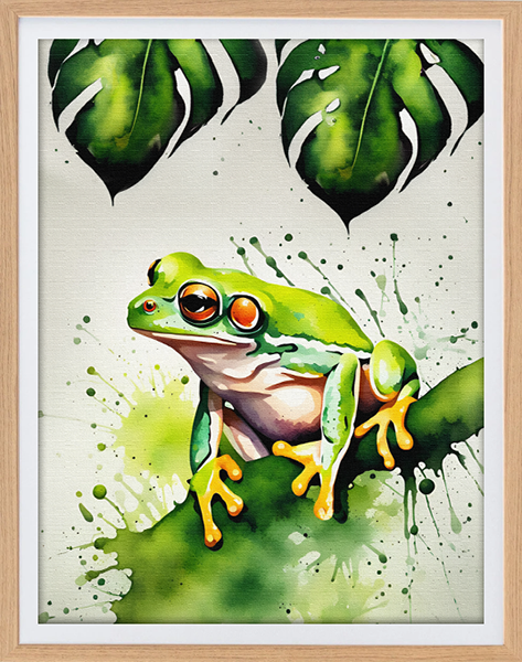 Tropical Green Tree Frog - 8x10 Print – Funstuff by Lynda - Very Cool Shit