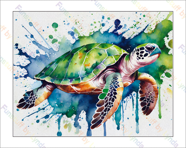 Sea Turtle - 8x10 Print – Funstuff by Lynda - Very Cool Shit